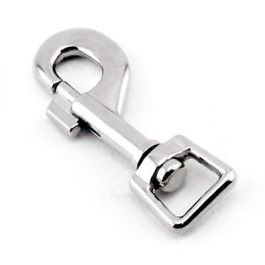 3 1/4" Nickel Plated, Swivel Hook Spring Clip w/ Square Eye